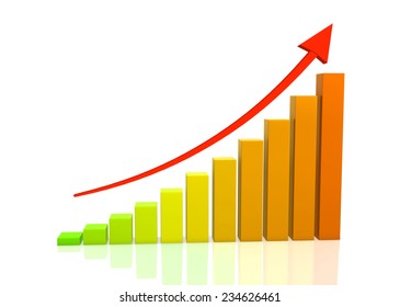 Growing Graph Sign Orange Icon Flat Stock Vector (Royalty Free ...