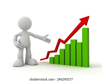 3d Man Presenting Business Growth Chart Stock Illustration 110458280 ...