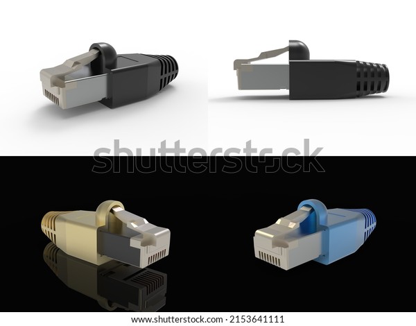 Rj45 Network Connector 3d Rendering Illustration: ภาพประกอบสต็อก ...