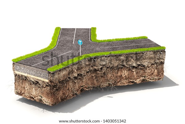 Road Intersection Piece Road Layers 3d Stock Illustration 1403051342