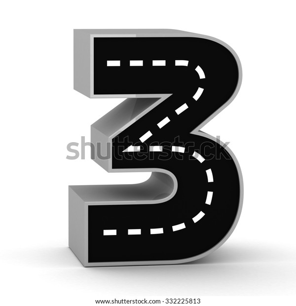 Road Number 3d Render 3 Three Stock Illustration 332225813 | Shutterstock