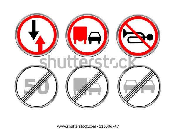 Road Signs Set Raster Version Vector Stock Illustration 116506747 ...