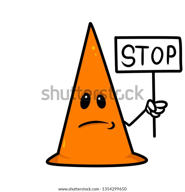 Road Triangular Stop Sign Character Cartoon Stock Illustration ...