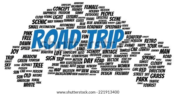 Road Trip Word Cloud Shape Concept Stock Illustration 221913400 ...
