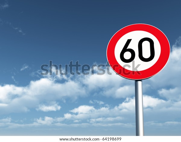 Roadsign Speed Limit Sixty Under Cloudy Stock Illustration 64198699 ...