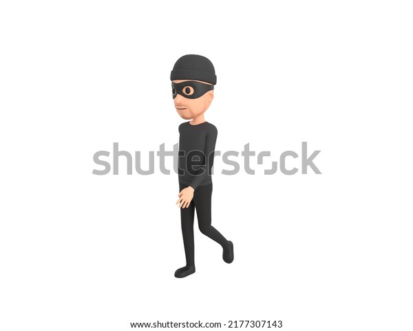 Robber Character Walking 3d Rendering Stock Illustration 2177307143 ...