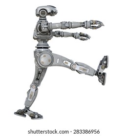 3d Rendering Humanoid Robot Running Jumping Stock Illustration ...