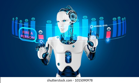 Robot Artificial Intelligence Fired Human Work Stock Illustration ...