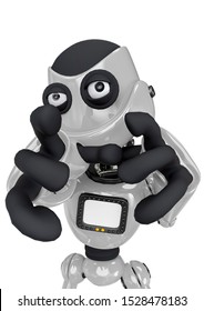 Robot Cartoon Doing Evil Face 3d Stock Illustration 1542242393