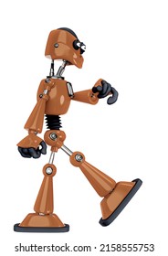 Robot Cartoon Walking Side View 3d Stock Illustration 2158555753 ...