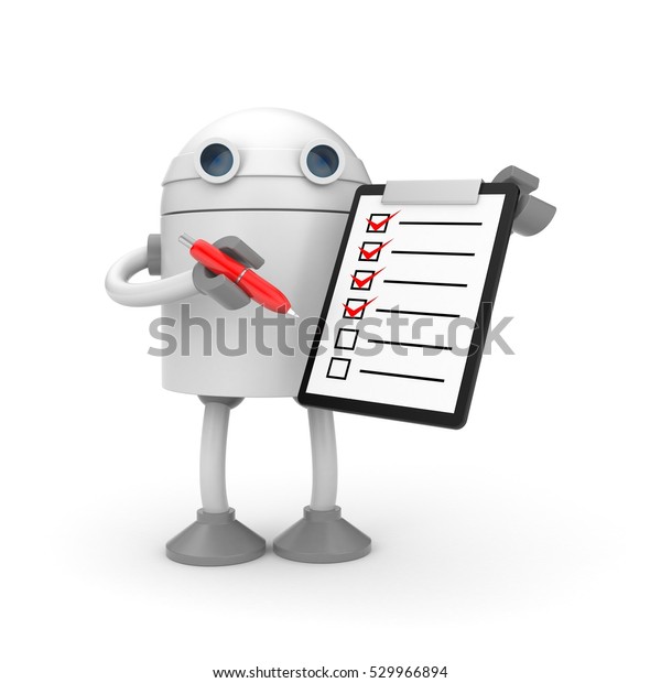 Robot Clipboard Red Checkmark 3d Illustration Stock Illustration ...