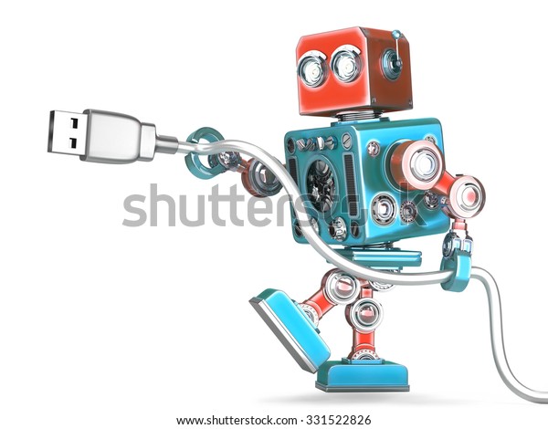 Robot Connecting Usb Cable Isolated Over Stock Illustration 331522826 ...