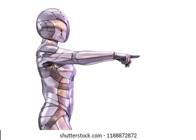 Robot Cyborg Android Pointing Touching Pose 스톡 일러스트 1188872872 ...