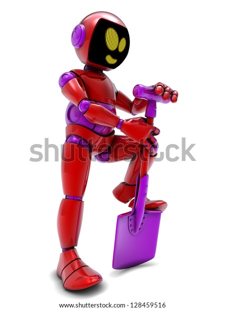 Robot Digger Red Stock Illustration 128459516 | Shutterstock