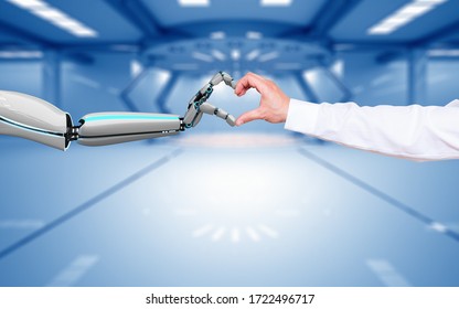 Robot Hand Human Hand Touch Each Stock Illustration 1722496717 ...