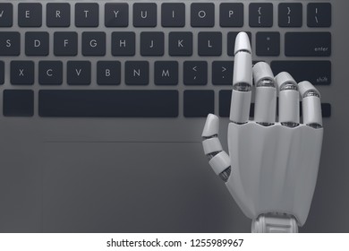 Robot Hands Hanging Over Computer Keyboard Stock Illustration ...