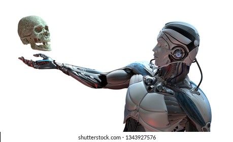 Robot Human Skull Artificial Intelligence Concept: ภาพประกอบสต็อก ...