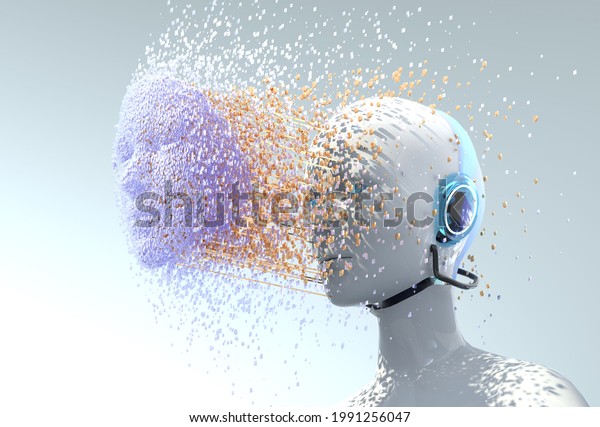 Robot Humanoid Face Close Graphic Concept Stock Illustration 1991256047 ...