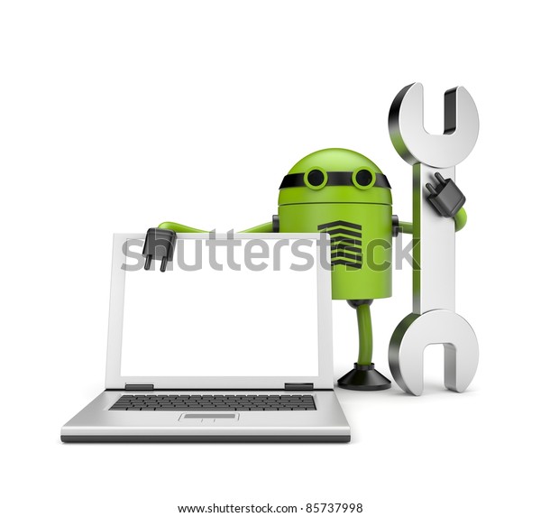Robot Notebook Repair You Computer Stock Illustration 85737998