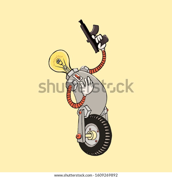 Robot On One Wheel 库存插图 1609269892 | Shutterstock