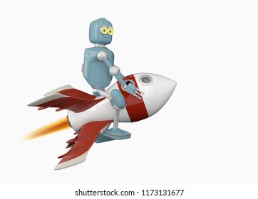Robot On Rocket 3d Render: ภาพประกอบสต็อก 1173139570 | Shutterstock