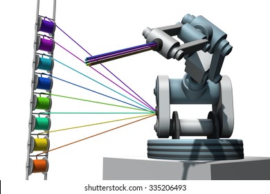 Robot Printer Colored Rope On Reel Stock Illustration 335206493 ...