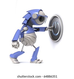 Robot Push Button Stock Illustration 64886351 | Shutterstock
