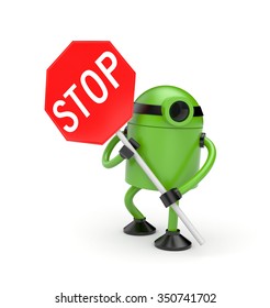 Robot Stop Sign Stock Illustration 350741702