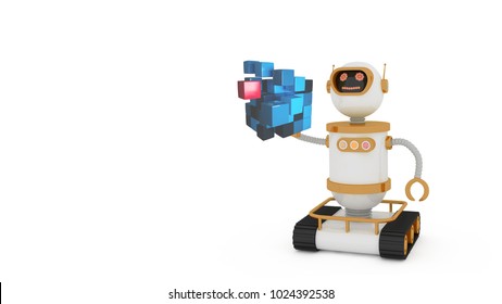 Cute Blue Robot Holding Blank Square Stock Illustration 2063769611 ...