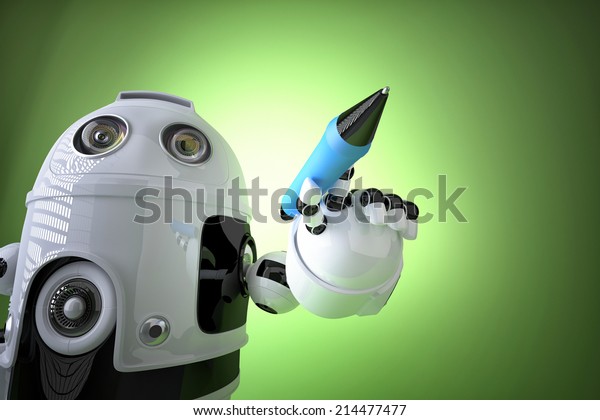 Robot Writing Drawing On Screen Contains Stock Illustration 214477477 ...