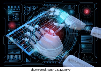 Robotic Arm Cyborg Using Computer 3d Stock Illustration 1511298899 ...