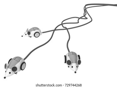 Robotic Computer Three Mice Long Tails Stock Illustration 729744268 ...