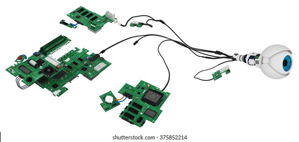 Robotic Eyeball Electronic Circuits 3d Isolated Stock Illustration ...