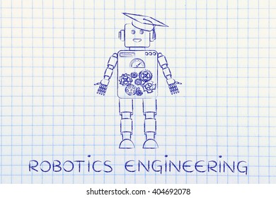 Robotics Engineering Funny Robot Graduation Hat Stock Illustration ...