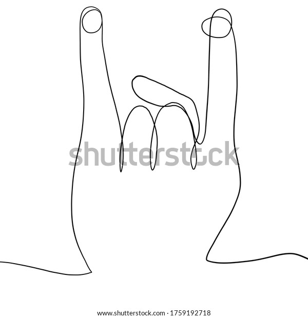 Rock Hand Continuous Line Drawing Illustrator Stock Illustration ...
