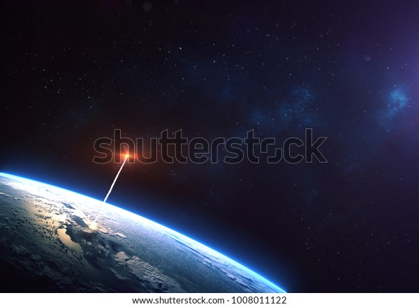 Rocket Launch Earth Planet Orbit Through Stock Illustration 1008011122