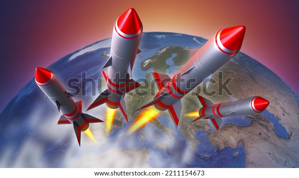 Rocket Launch Planet Earth Launch Nuclear Stock Illustration 2211154673 ...