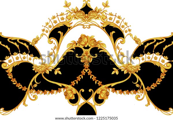 Rococo Intricate Border Floral Elements Stock Illustration 1225175035