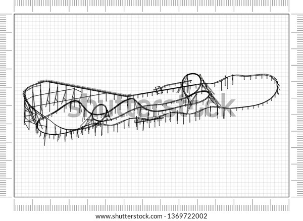 Roller Coaster Architect Blueprint 3d Renderings Stock Illustration ...