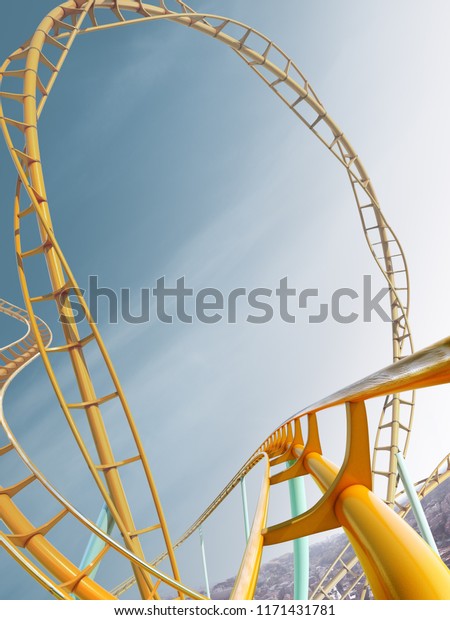 Rollercoaster Background Blue Sky Empty 3d Stock Illustration ...