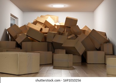Room Full Boxes 3d Rendering Stock Illustration 1691010256 | Shutterstock