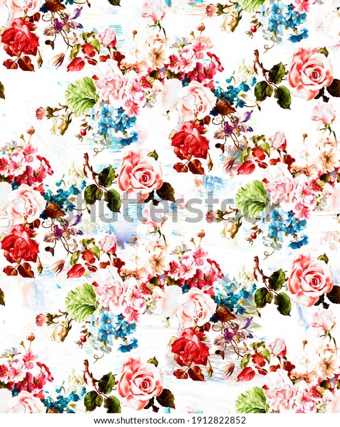 Rose Fabric Pattern Seamless Pattern Stock Illustration 1912822852 ...