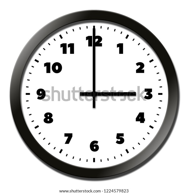 Round Clock Face Showing Three Oclock Stock Illustration 1224579823