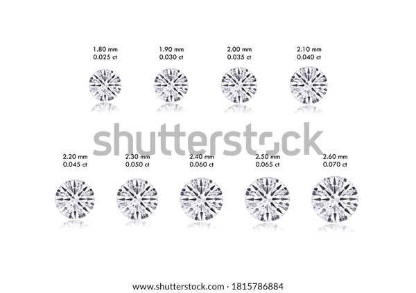 Round Diamond Size Chart 0025 Carat Stock Illustration 1815786884