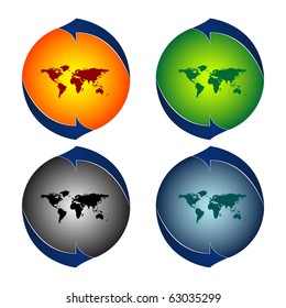Round Logos World Map Against White Stock Illustration 63035299 ...