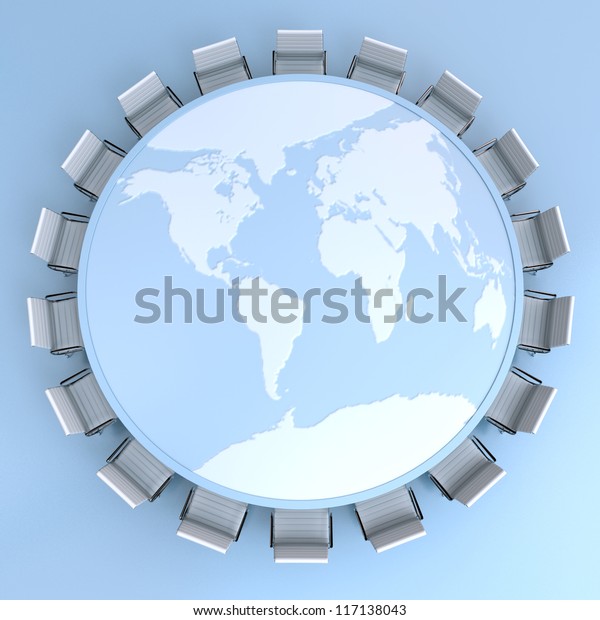 Round Meeting Table World Map Stock Illustration 117138043 | Shutterstock