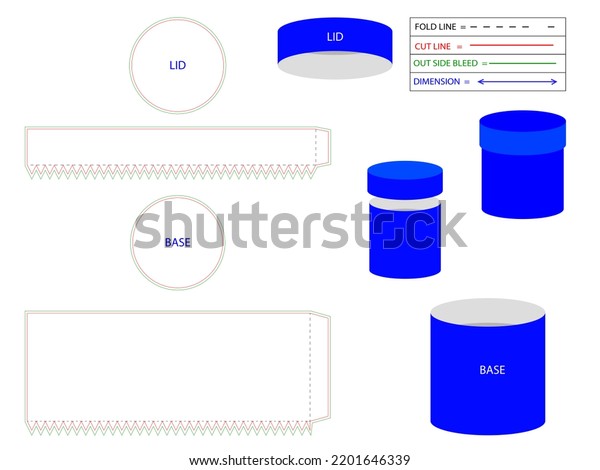 Round Packaging Box Template Die Line Stock Illustration 2201646339 ...