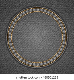 Round Patch On Denim Background Illustration Stock Illustration ...
