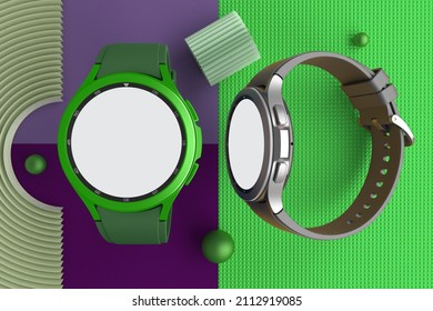 Round Smart Watch Top View 3d Stock Illustration 2112919085 | Shutterstock