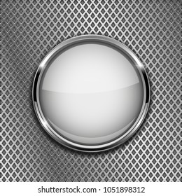 Round White Button Chrome Frame On: vector de stock (libre de regalías ...